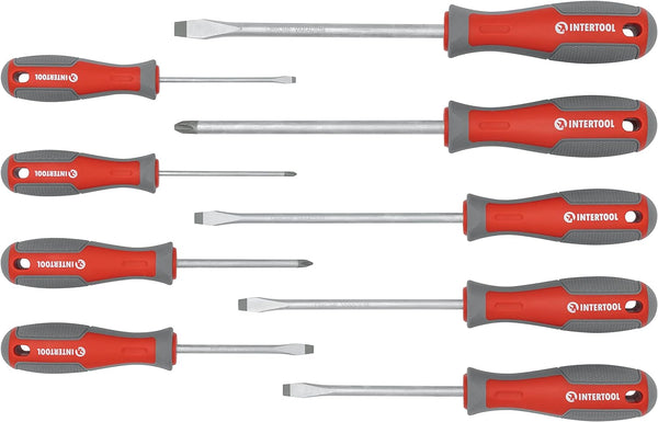 INTERTOOL 9 pcs Screwdriver Set, Phillips & Slotted | VT08-3349